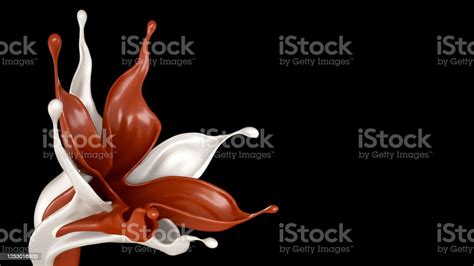 검은 색 배경에 우유와 초콜릿 꽃 백합 의 시작 3d 일러스트레이션 3d 렌더링 0명에 대한 스톡 사진 및 기타 이미지 0명