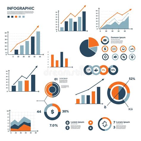 Infographic With Various Chart Types Including Bar Graphs Line Graphs Pie Charts Stock