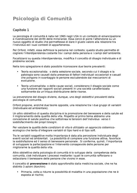 Psicologia Di Comunità Docsity