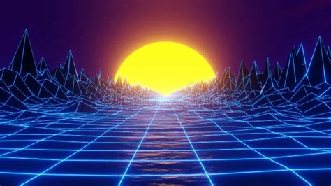 4k 80s retro background loop animation retrowave animation stock