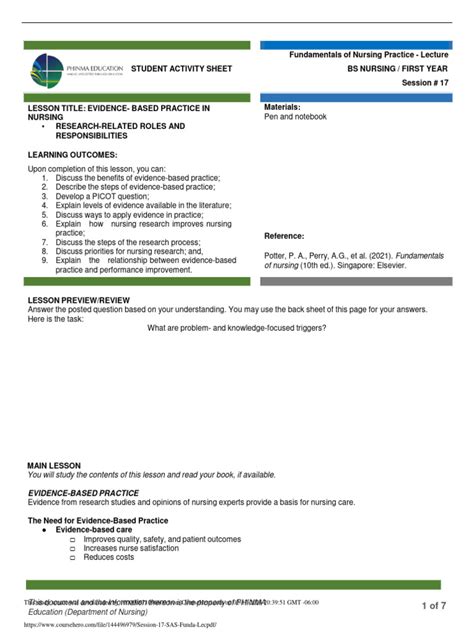 Session 17 Sas Funda Lec Pdf Evidence Based Medicine Nursing