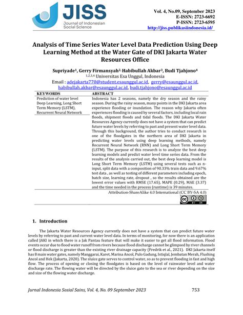 Pdf Analysis Of Time Series Water Level Data Prediction Using Deep
