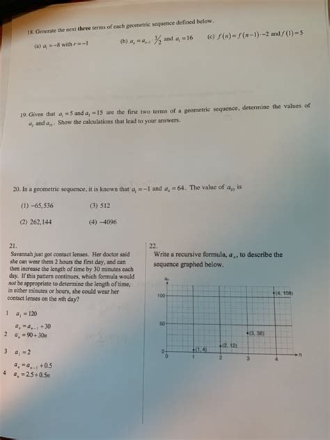 18 generate the next three terms of each geometric sequence defined
