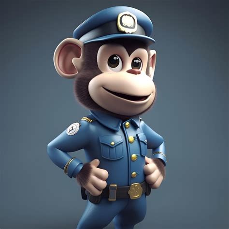 Premium AI Image 3D Illustration Of A Cartoon Monkey With A Police