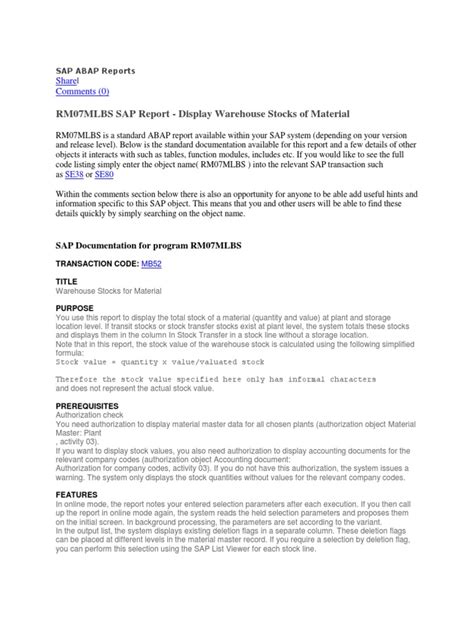 Sap Mm Stock Tables Pdf Information Technology Management