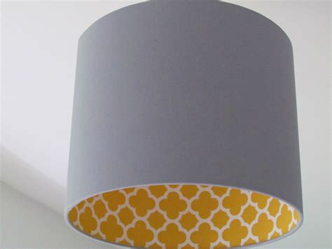 NEW Handmade Light Grey Mustard Quatrefoil Geometric Drum Lampshade ...