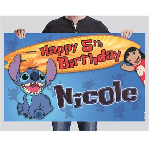 Banner Lilo And Stitch Birthday Banner Lilo And Stitch Custom Birthday