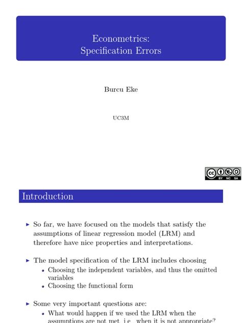 Econometrics Specification Errors Burcu Eke Pdf Ordinary Least