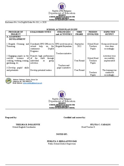 Epp Action Plan Pdf Cognition Behavior Modification