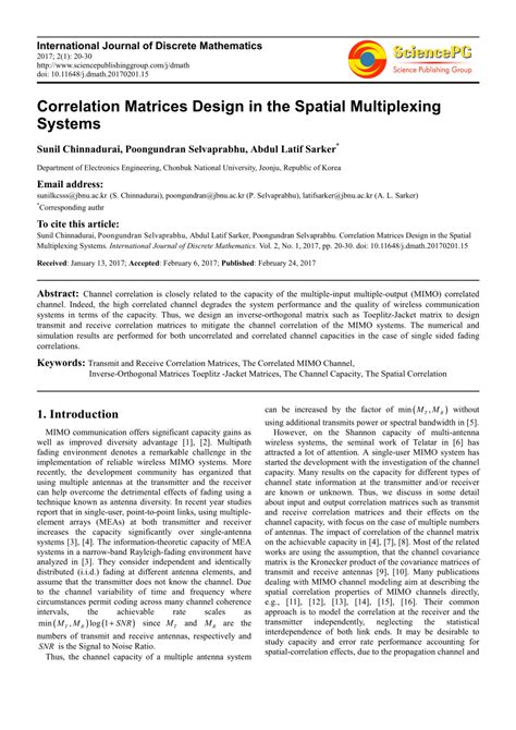 Pdf Correlation Matrices Design In The Spatial Multiplexing Systems