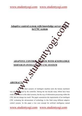 Adaptive Control Systems Paper Presentation PDF