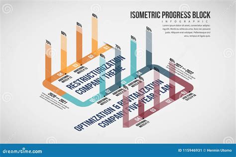 Isometric Progress Block Infographic Stock Vector Illustration Of Infograph Cycle 115946931
