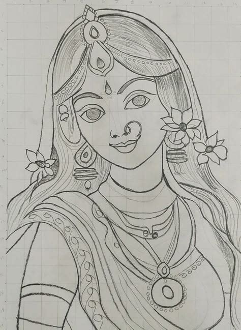 Radha Rani Drawing Easy Sketch