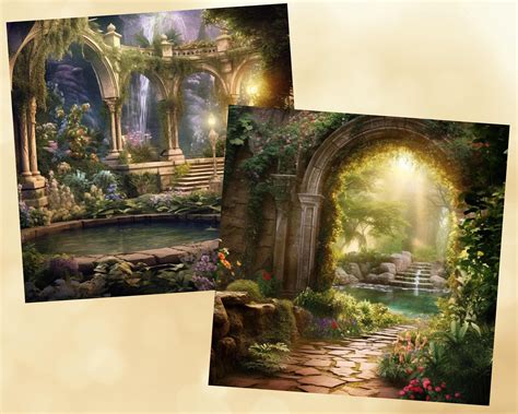 Printable Enchanted Garden Digital Paper Magical Garden Etsy