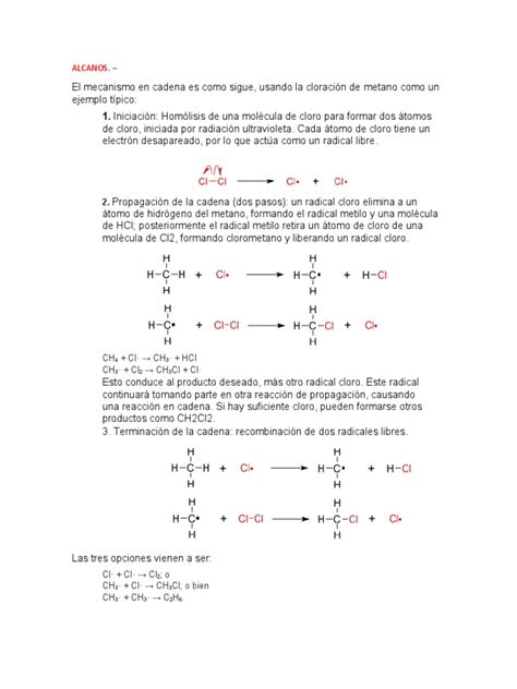 Alcanos Pdf Radical Química Alqueno