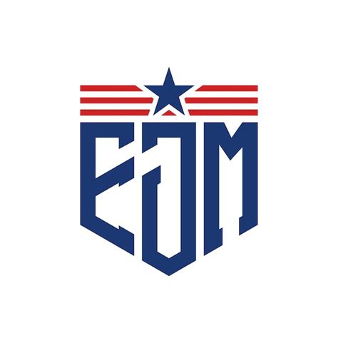 Premium Vector Patriotic Ejm Logo With Star And American Flag Straps