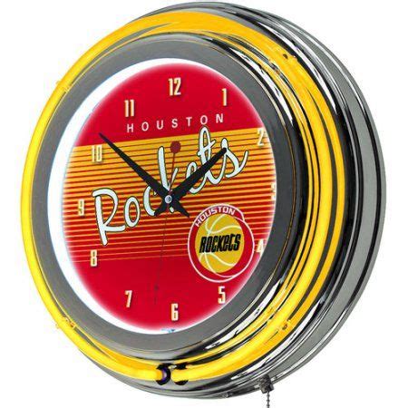 Houston Rockets Hardwood Classics Nba Ring Neon Clock