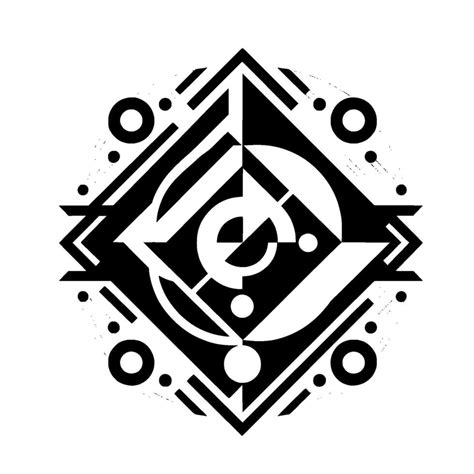 Geometric Black And White Symmetrical Composition With Circular And Angular Shapes Centered