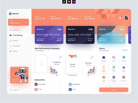 Personal Wallet And Banking Dashboard User Interface Concept Figma