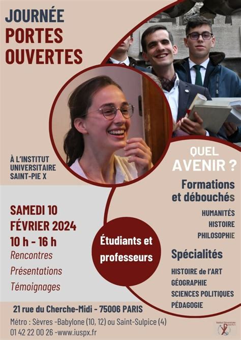 Portes ouvertes à l Institut Universitaire Saint Pie X medias presse info