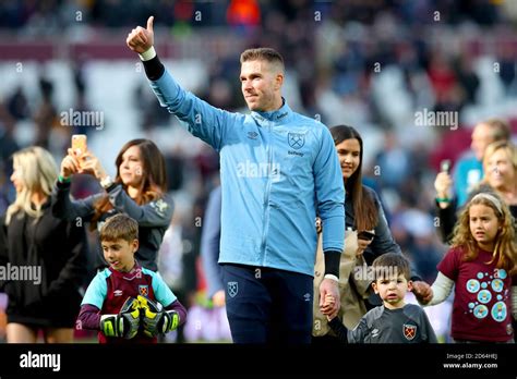 West Ham United Goalkeeper Lukasz Fabianski Acknowledges The Fans After