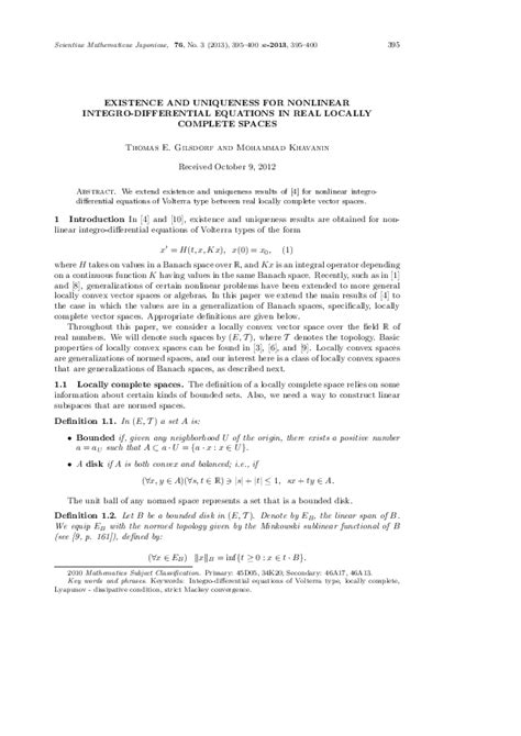 Pdf Existence And Uniqueness For Nonlinear Integro Differential