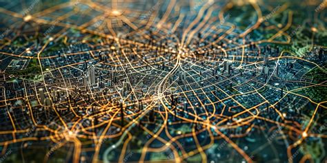City Map Illustrating Interconnected Transportation Routes And Nodes Concept Transportation