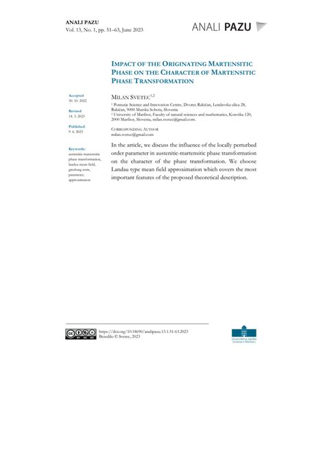 Pdf Impact Of The Originating Martensitic Phase On The Character Of