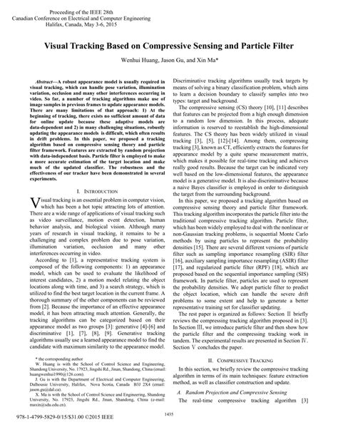 Pdf Visual Tracking Based On Compressive Sensing And Particle Filter