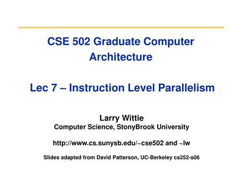 Ppt Cse 502 Graduate Computer Architecture Lec 7 Instruction Level