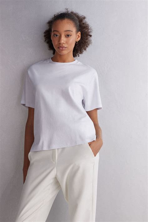 Blusa De Manga Curta Em Algodão Cm173h Intimissimi