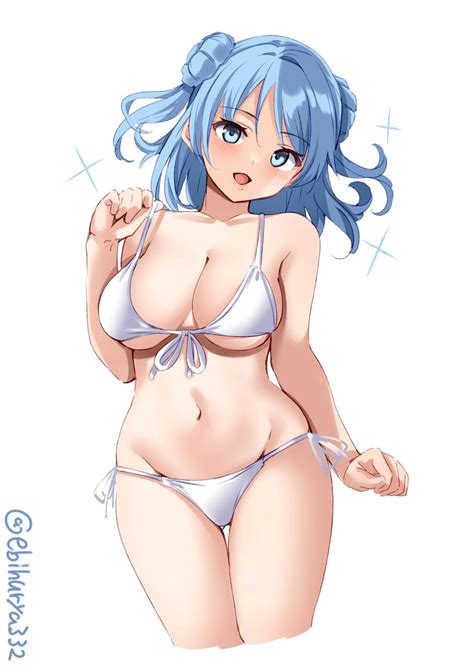 Rule 34 Big Breasts Bikini Blue Eyes Blue Hair Cleavage Ebifurya
