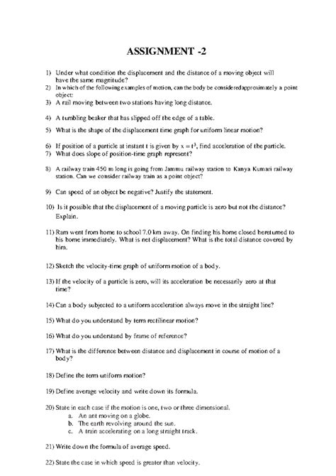 Assignment Class Xi Assignment 2 1 Under What Condition The
