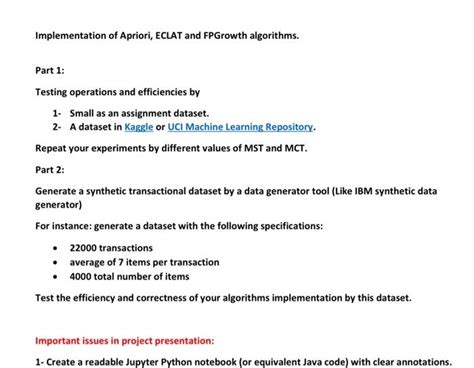 Solved Implementation Of Apriori Eclat And Fpgrowth Chegg