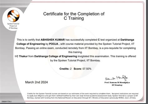 Completed C Programming Course By Spoken Tutorial Project Abhishek Kumar Posted On The Topic