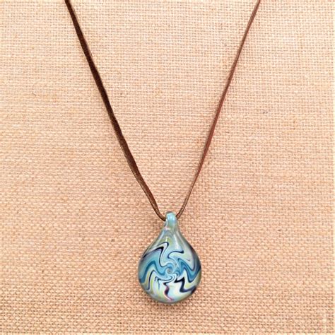 Art Glass Pendant Necklace Boro Blown Fused Glass Colorful Borosilicate