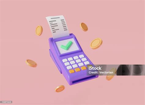 영수증과 동전이있는 Pos 터미널 Pos 단말기 지불 개념입니다 온라인 쇼핑 전자 청구서 지불 온라인 돈 거래 신용 카드 리더기