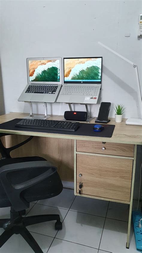 Setup Dual Laptop Home Office Setup Desk Setup Desk
