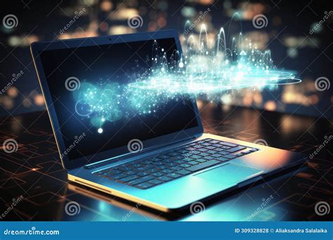 Laptop Screen Showing A Digital Representation Of Cloud Computing