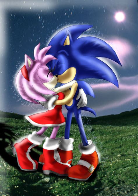 SonAmy Kiss In The Moon Light By Moon Shyne On DeviantArt