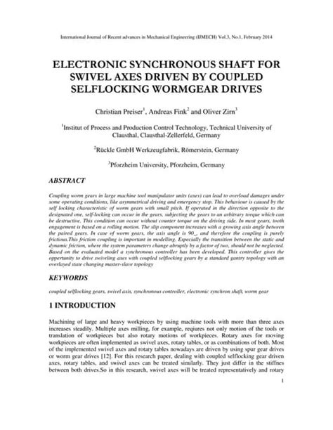 Electronic Synchronous Shaft For Swivel Axes Driven By Coupled