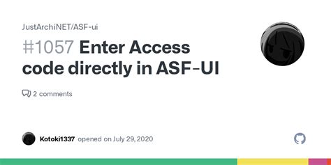 Enter Access Code Directly In ASF UI Issue 1057 JustArchiNET ASF