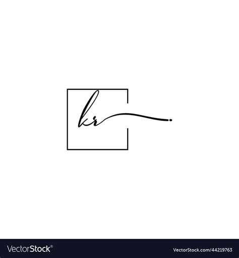 Kr Signature Square Logo Initial Concept Vector Image