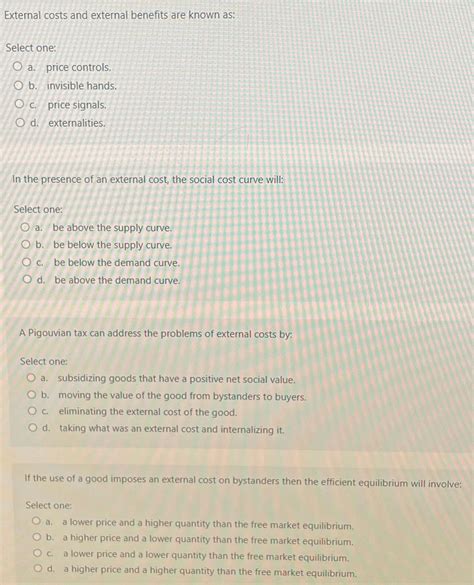 Solved External Costs And External Benefits Are Known Chegg Com