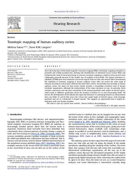 Pdf Tonotopic Mapping Of Human Auditory Cortex