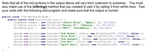 Solved 4 The Customer Class Now Create A Customer Object