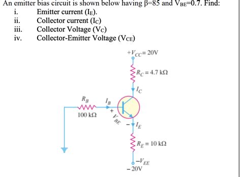 An Emitter Bias Circuit Is Shown Below Having Studyx