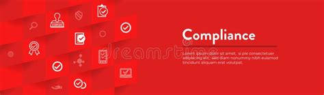 compliance web header banner with approval and checkmark icons stock vector illustration of