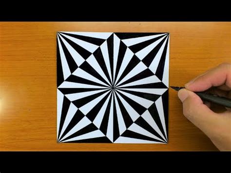 How To Draw Geometric Square Optical Illusion Art Art Challenge 3D