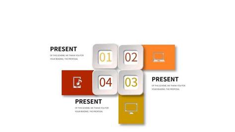 White Square With Four Different Colored Squares PowerPoint Template Free Download Pikbest